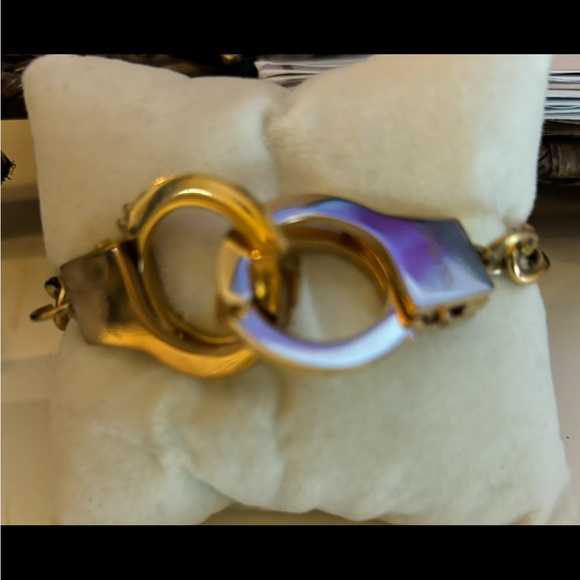 Jewelry | Gold Tone Handcuff Curb Chain Bracelet 7 | Poshmark